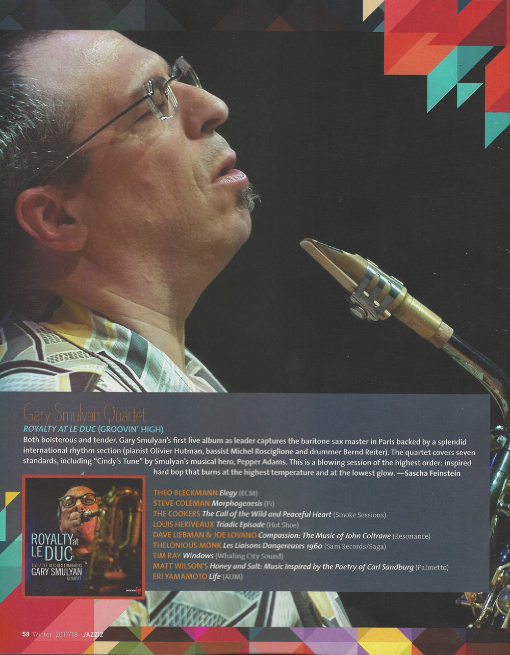Smulyan #1 release of 2017 by Sascha Feinstein in Jazziz Magazine ...